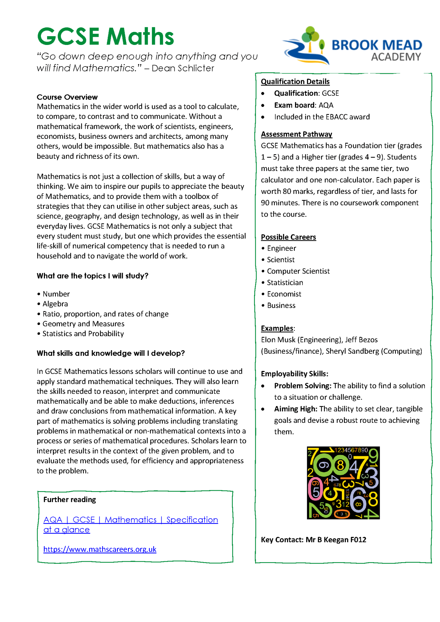 Mathematics – Brook Mead Academy | TMET Leicester MAT